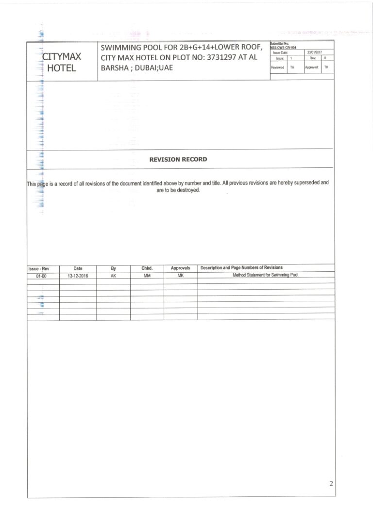 Method of Statement of Swimming Pool Works - The Engineer's Blog